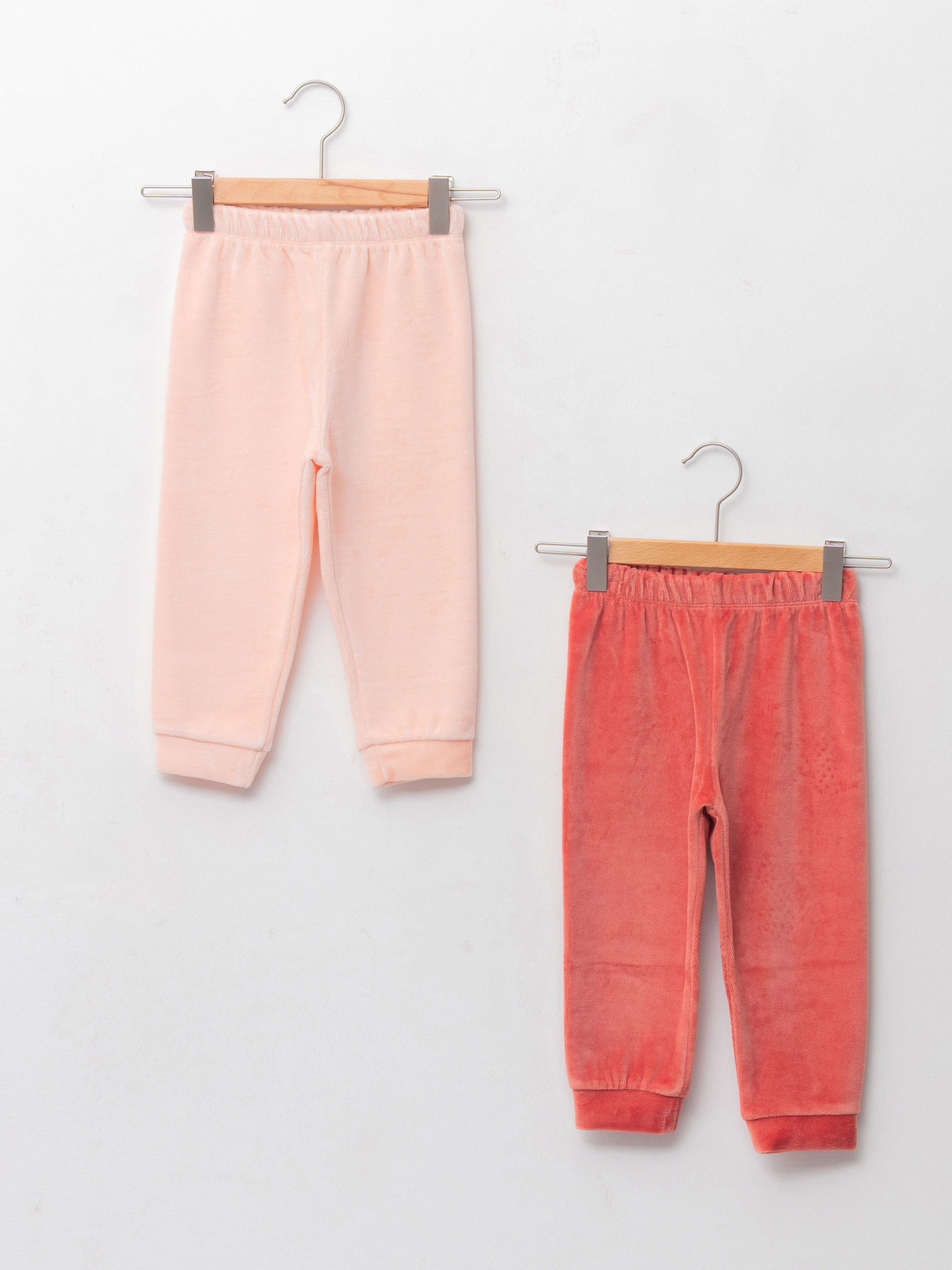 Beli Lastikli Kadife Kız Bebek Pijama Alt 2'li