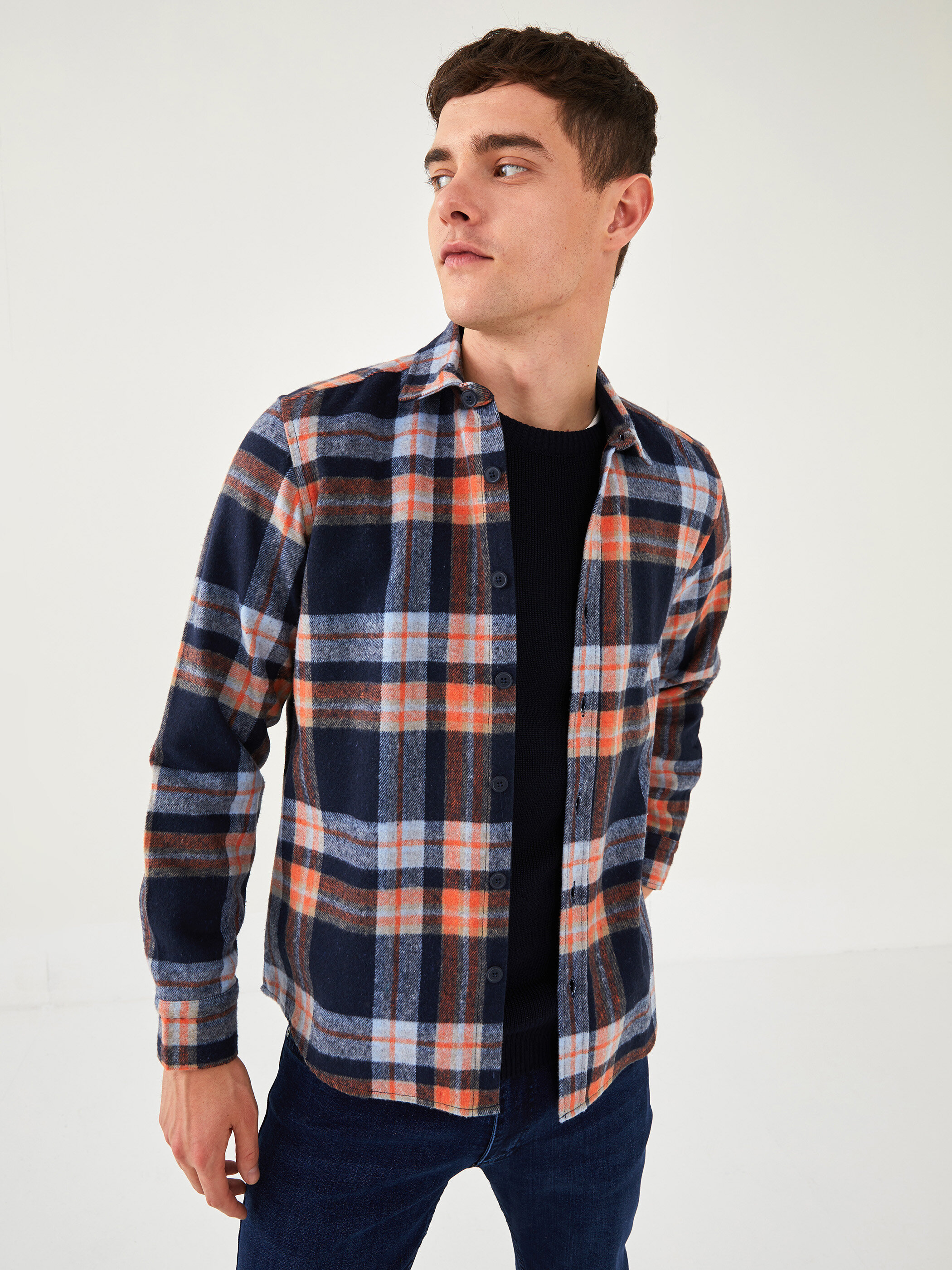 XSIDE Regular Fit Uzun Kollu Ekose Erkek Gömlek Ceket