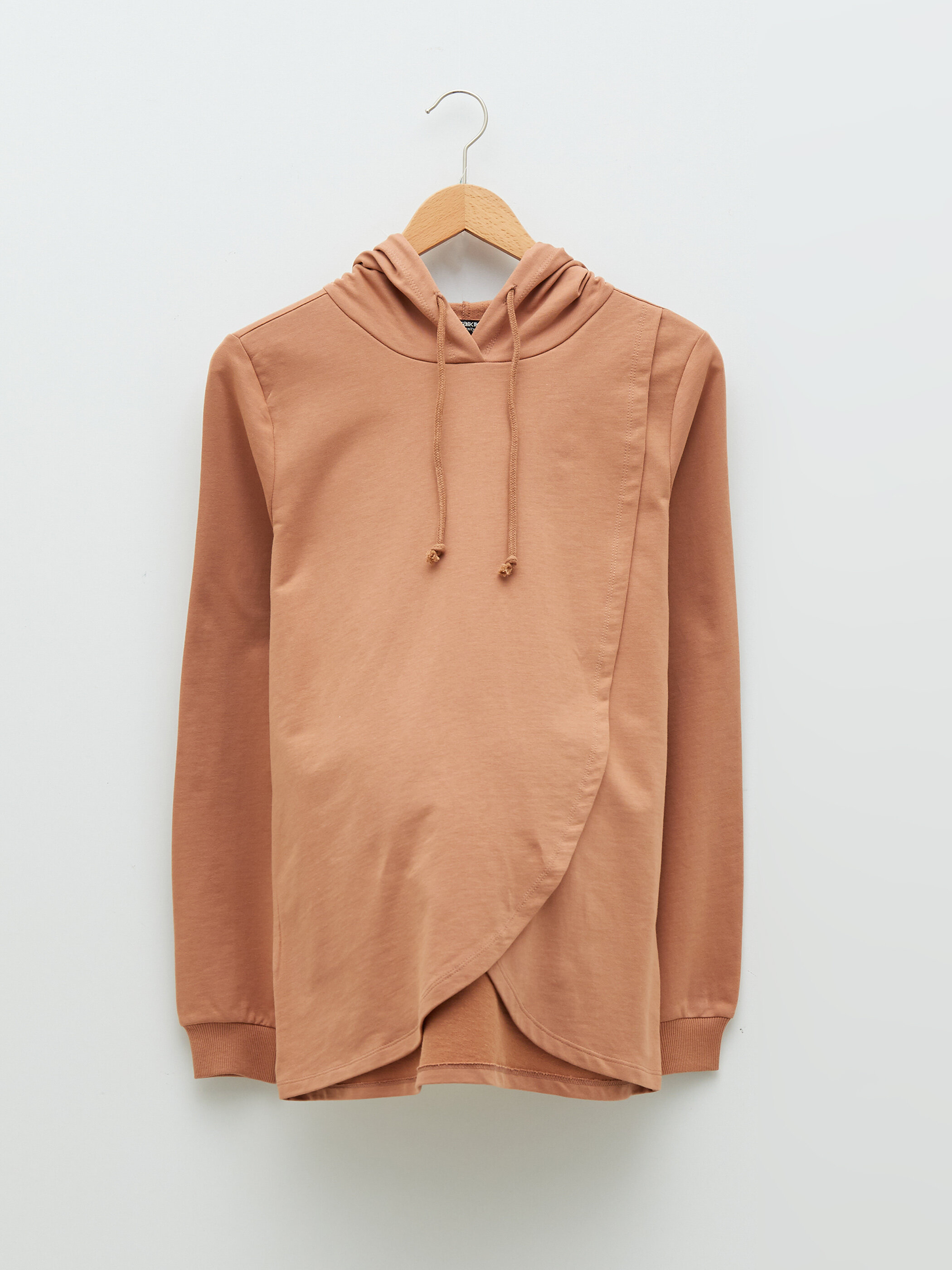 Kapüşonlu Düz Uzun Kollu Emzirme Özellikli Hamile Sweatshirt